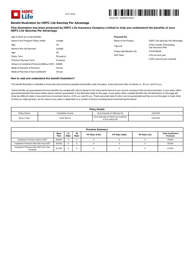 HDFC Life Sanchay Par Advantage benefits | PDF | Insurance | Life Insurance