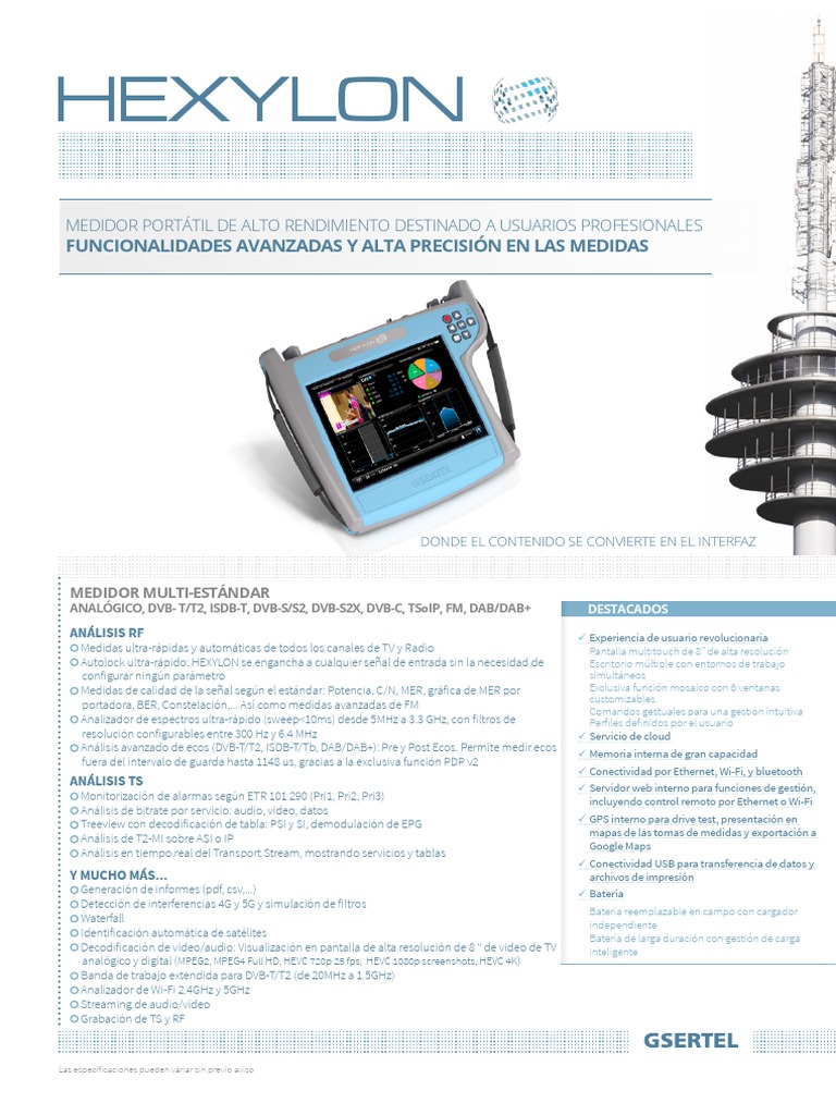 Datasheet Hexylon (ES) | PDF | Modulación de frecuencia | Televisión