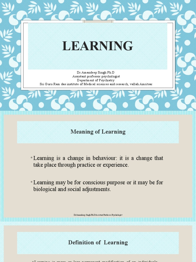 Learning | PDF | Perception | Learning