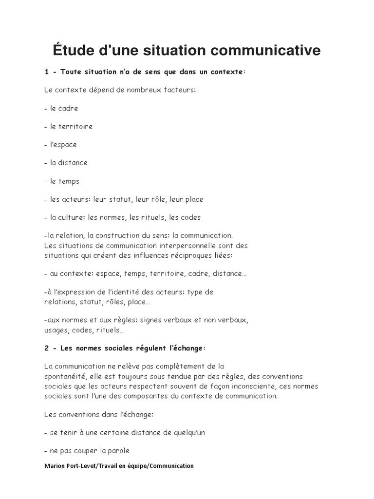 Étude D'une Situation de Communication | PDF | la communication ...