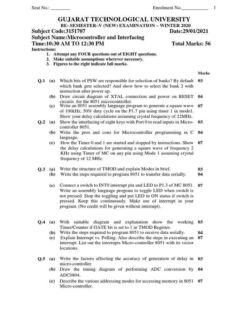 Gujarat Technological University | PDF | Microcontroller | Input/Output