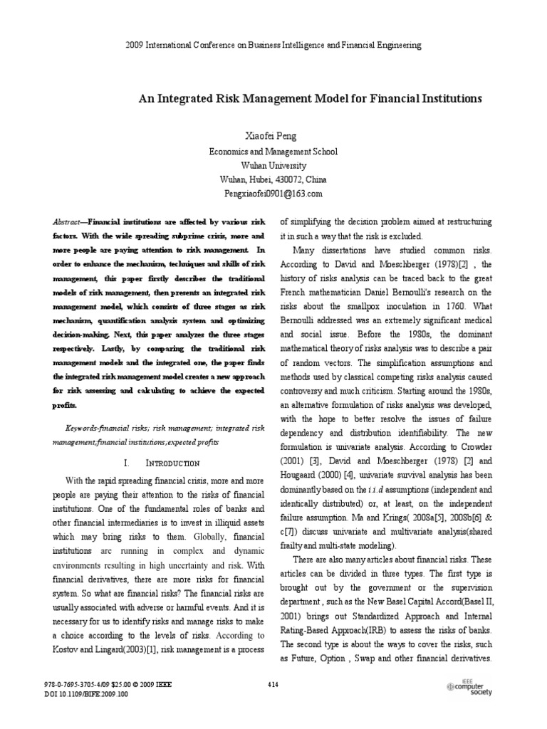 An Integrated Risk Management Model For Financial Institutions | PDF ... An Integrated Risk Management Model For Financial Institutions | PDF ...
