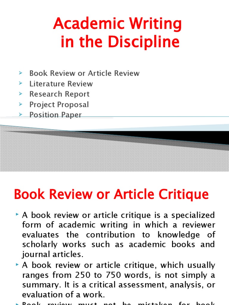 Academic Writing in The Discipline | PDF | Argument | Literature Review
