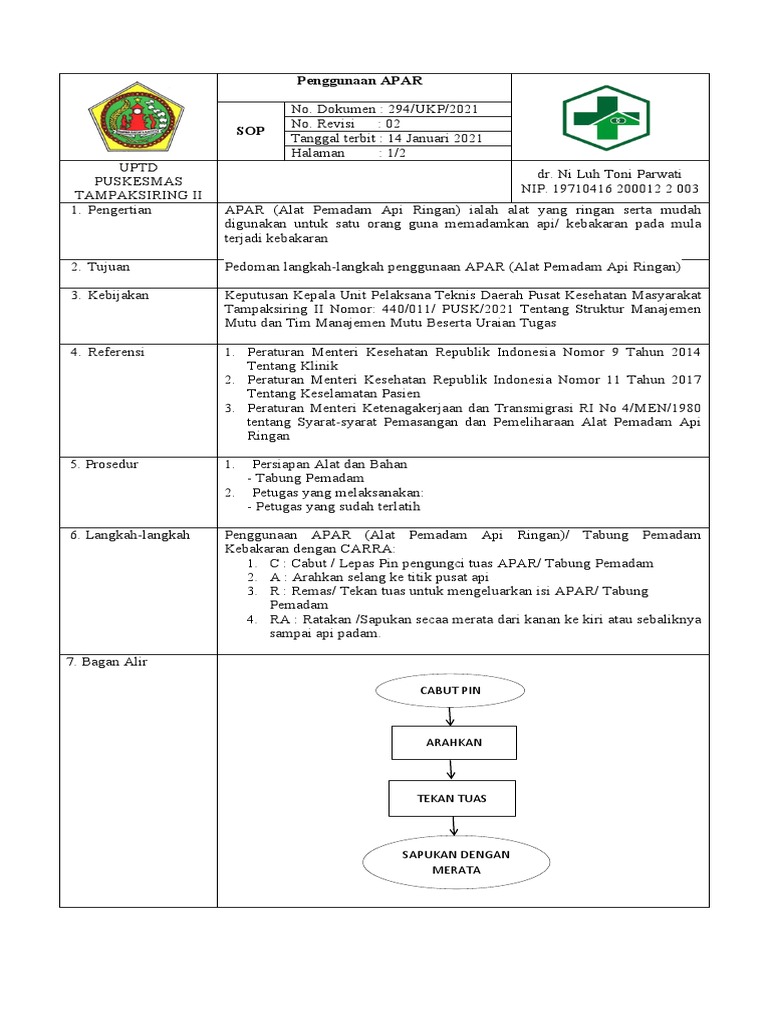 SOP Penggunaan APAR | PDF