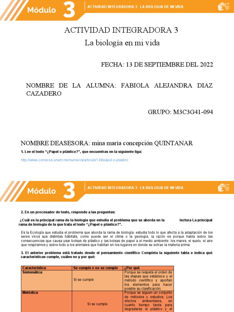Actividad Integradora 3 Modulo 3 Semana 2 | PDF | Residuos | Entorno natural
