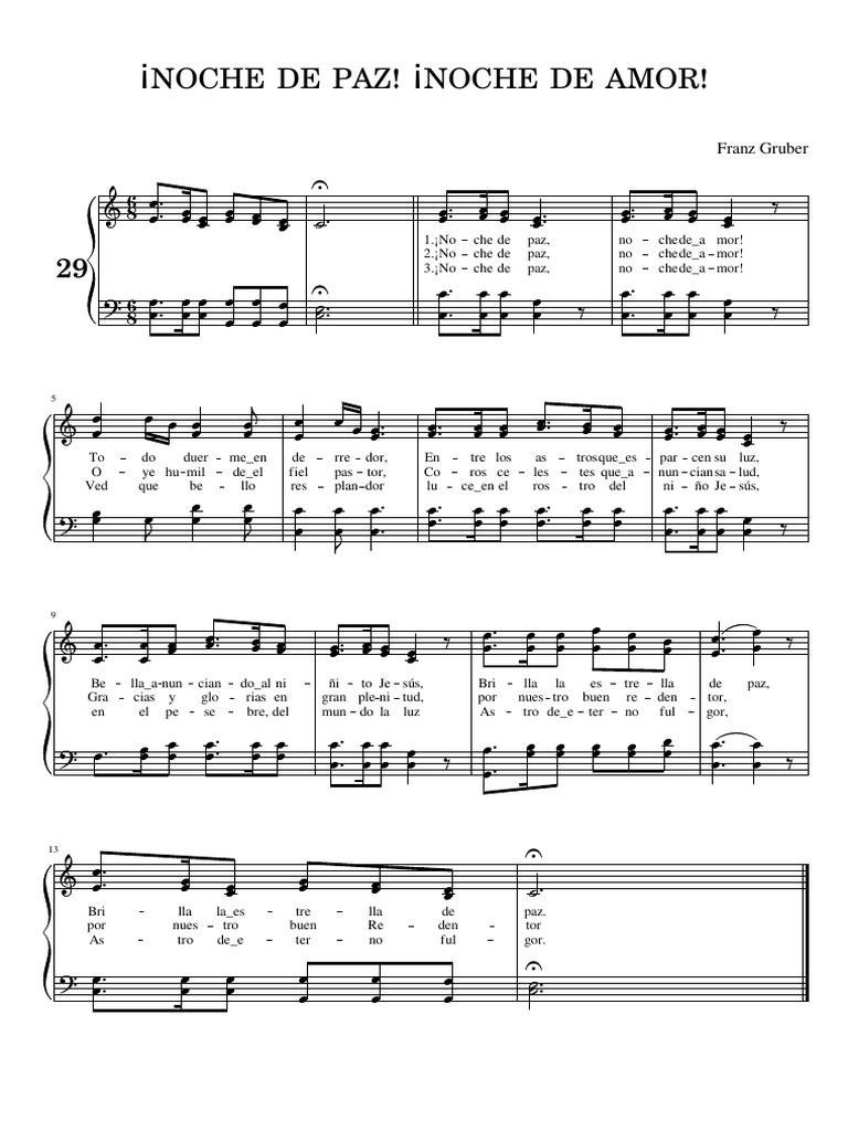 029 - ¡Noche de Paz! ¡Noche de Amor! (Letra) | PDF | Villancicos