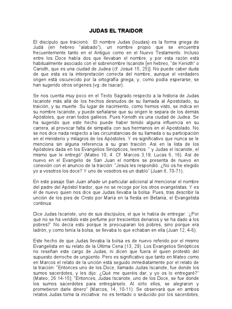 Judas El Traidor | PDF | Judas Iscariote | Evangelios