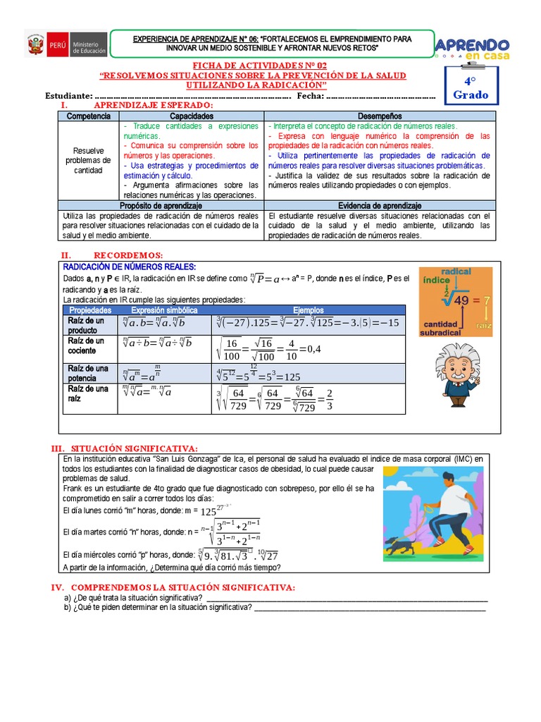 Ficha 2 - 4to - Exp 7 | PDF | Número Real | Obesidad