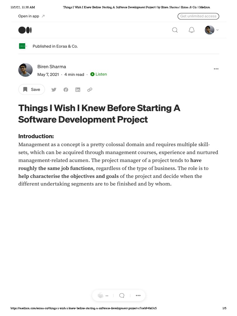 Things I Wish I Knew Before Starting A Software Development Project ...
