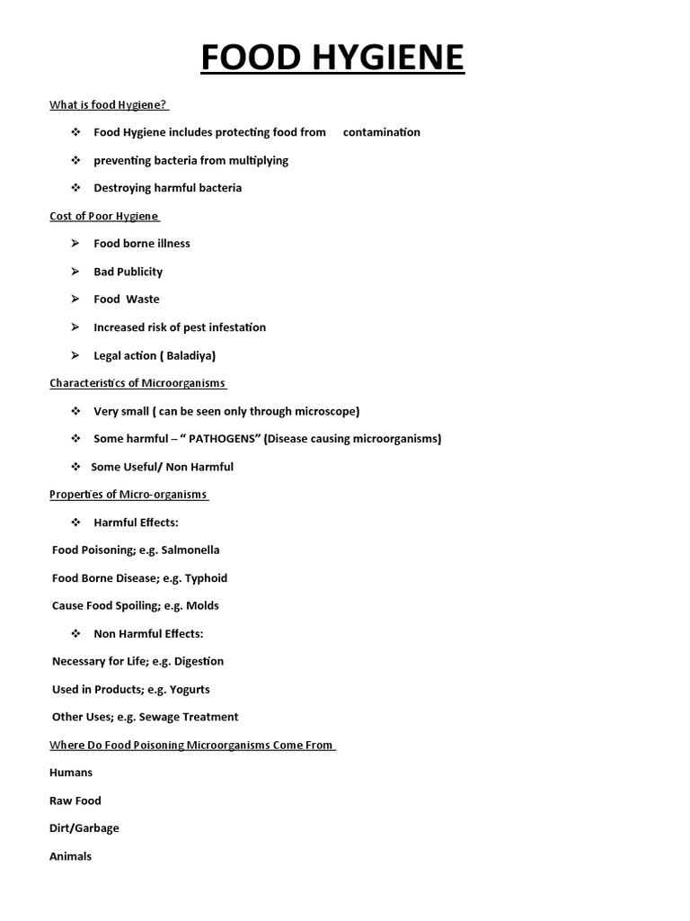 Basic Food Hygiene | PDF | Foods | Foodborne Illness