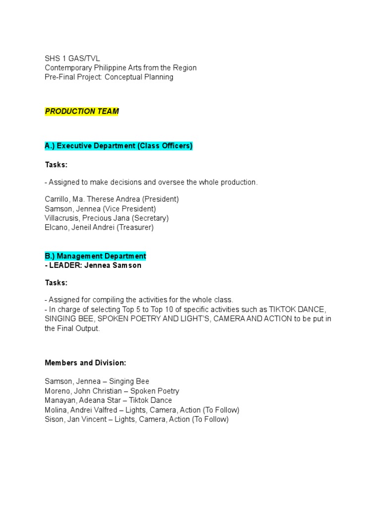 SHS 1 Gas - TVL Cpar Pre Final - Conceptual Planning | PDF