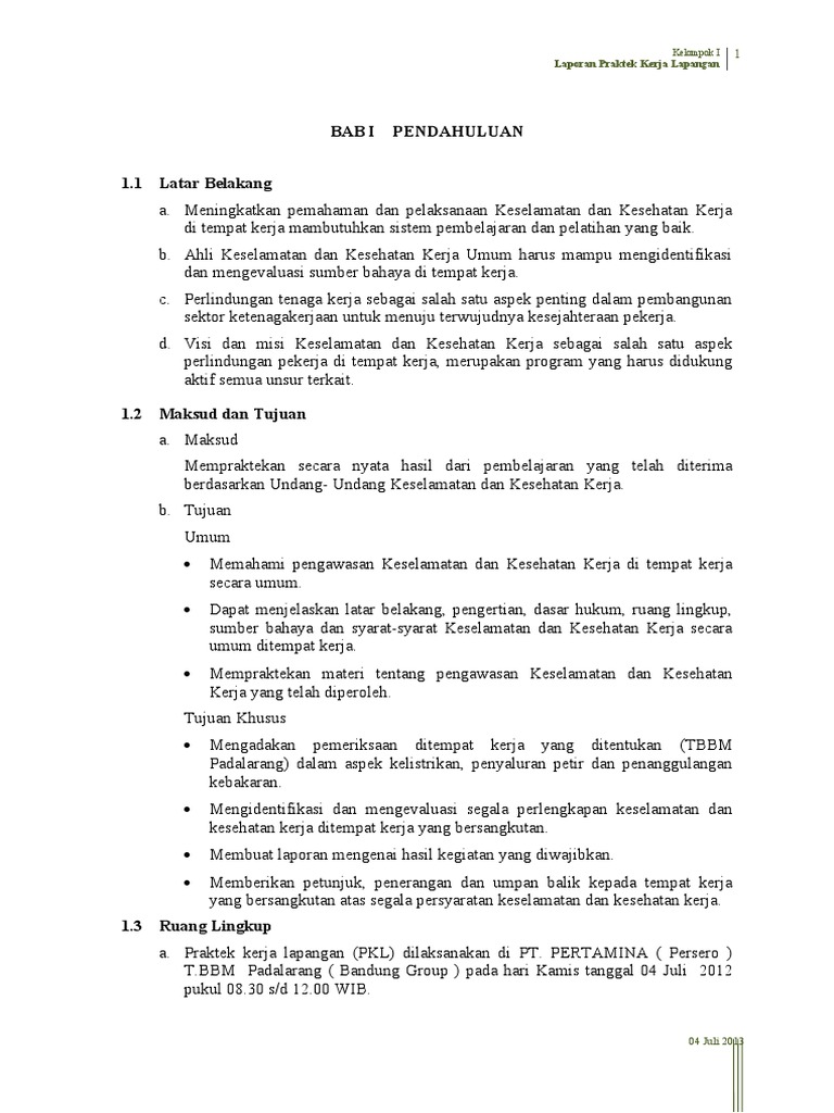 Laporan PKL Seminar Ahli K3 Umum | PDF
