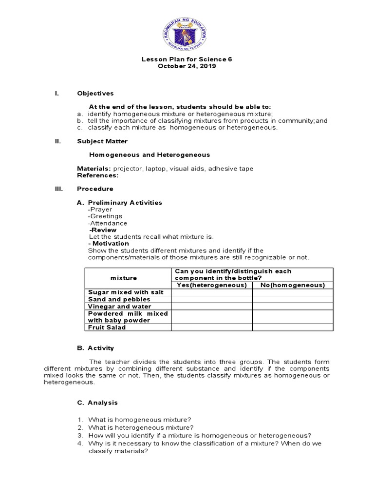 Class Demonstration Lp Pdf Mixture Homogeneity And Heterogeneity