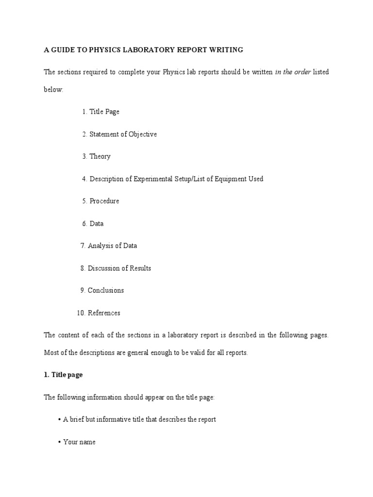 A Guide To Physics Laboratory Report Writing | PDF