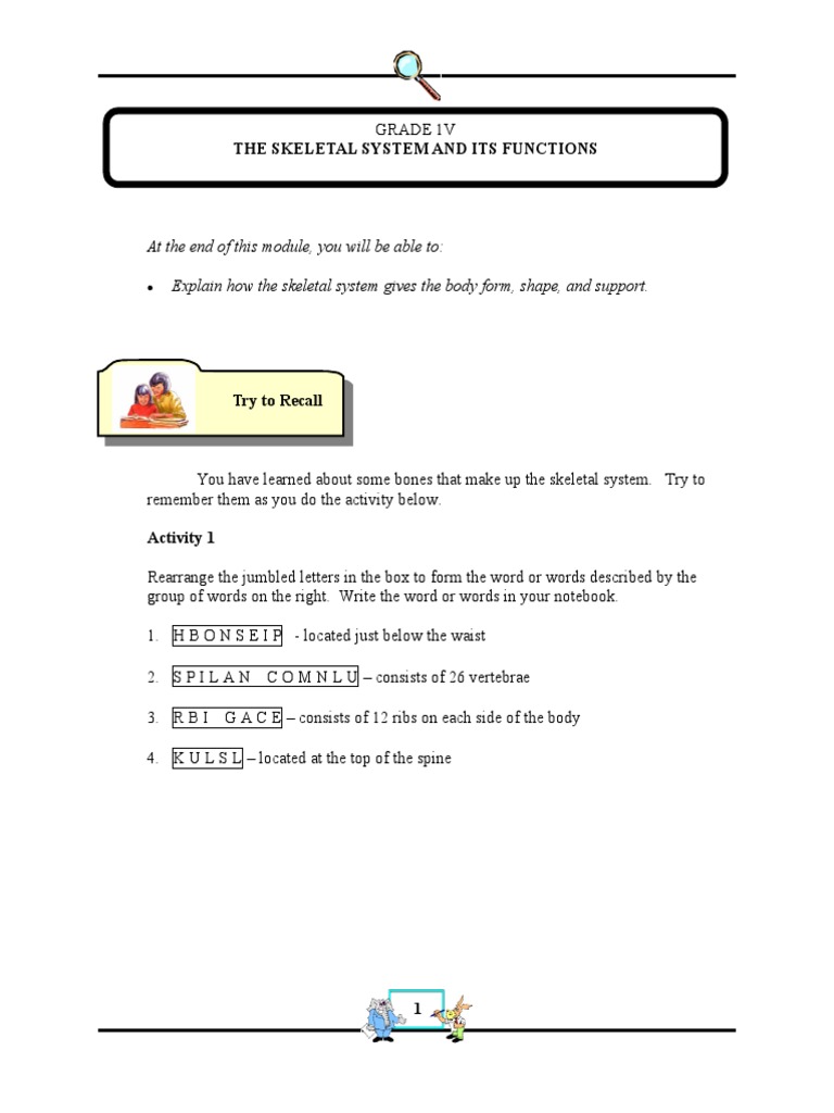 Module 1 - THE SKELETAL SYSTEM AND ITS FUNCTIONS | PDF | Skeleton | Arm