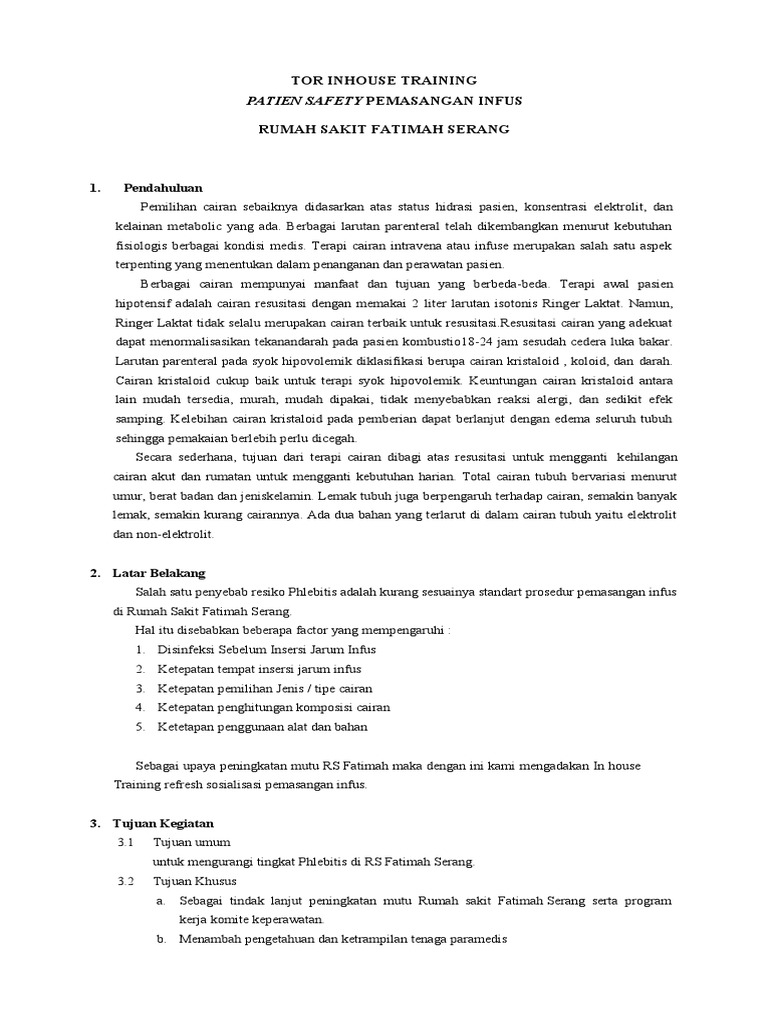 Pelatihan Infus dan Penanganan Phlebitis | PDF