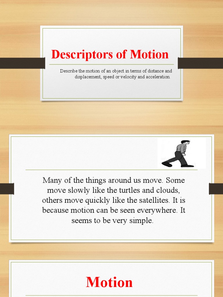 Descriptors of Motion | PDF | Speed | Velocity