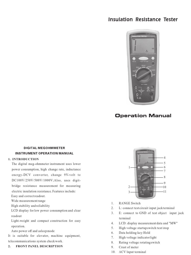 Megger SDKY - IT811manual | PDF | Electrical Resistance And Conductance ...