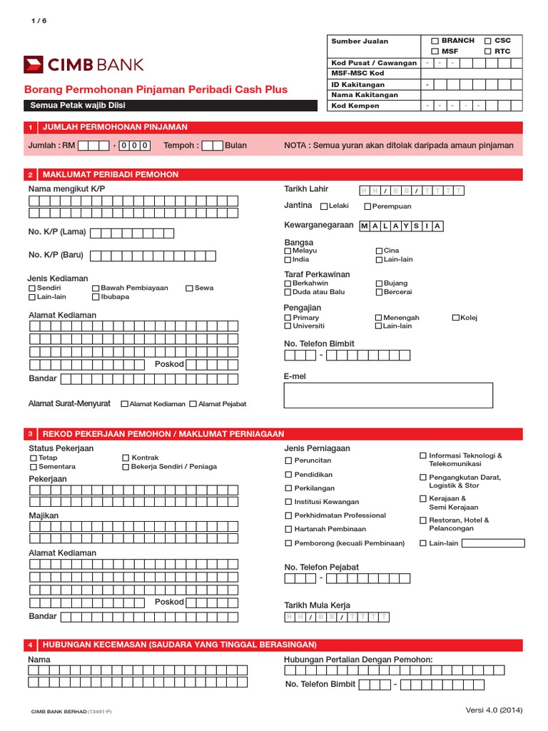 CIMB Bank Permohonan Pinjaman Peribadi | PDF
