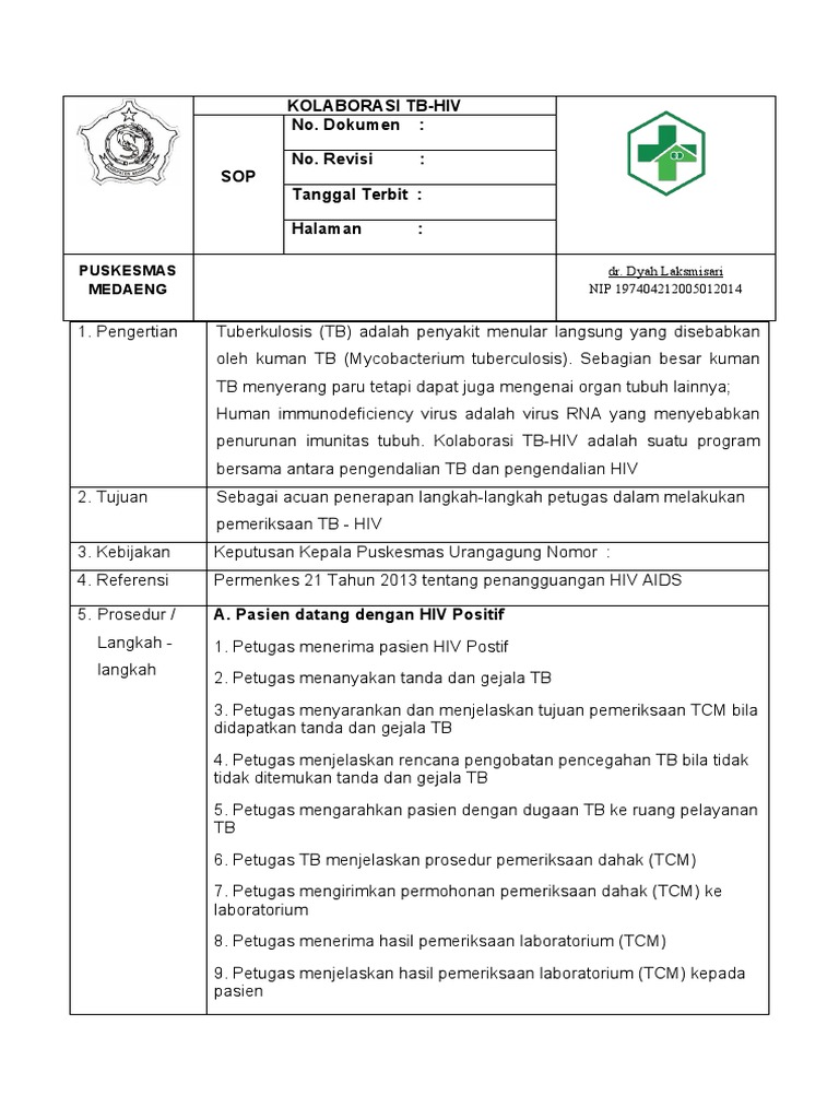 Sop TB - Hiv | PDF | Pengembangan Diri | Kesehatan Holistik