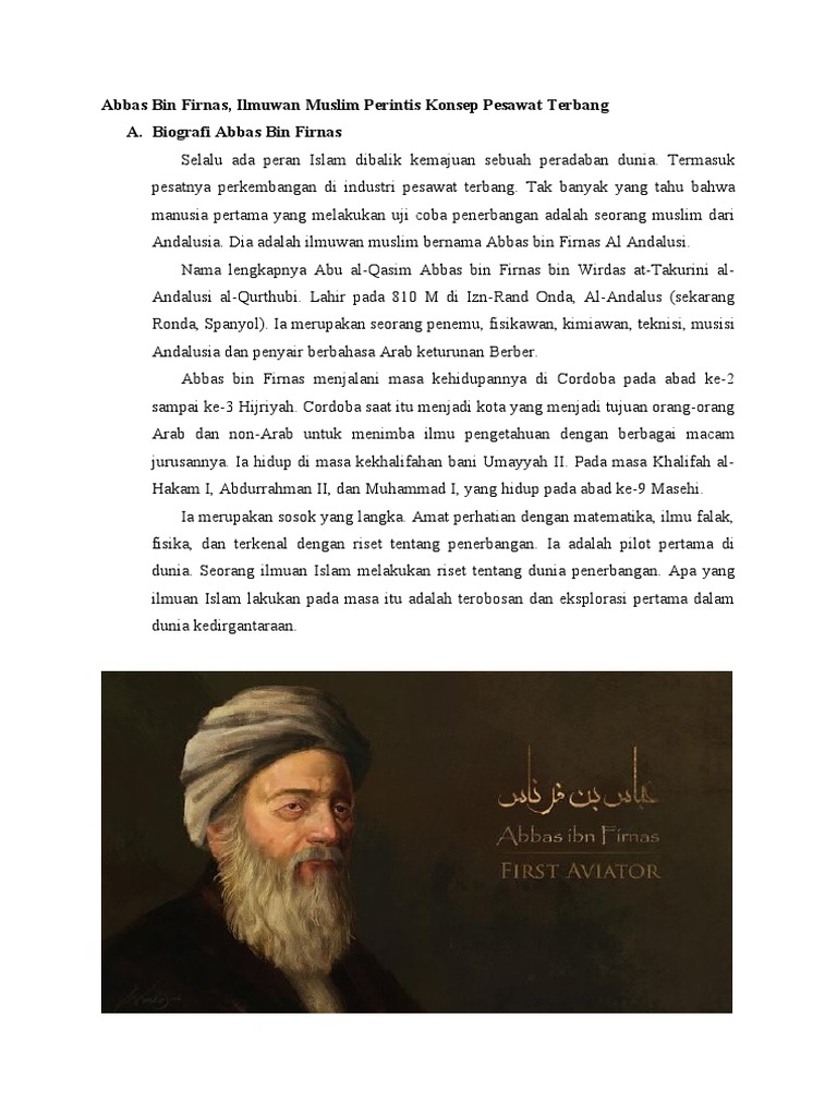 Abbas Bin Firnas: Pelopor Penerbangan Islam | PDF