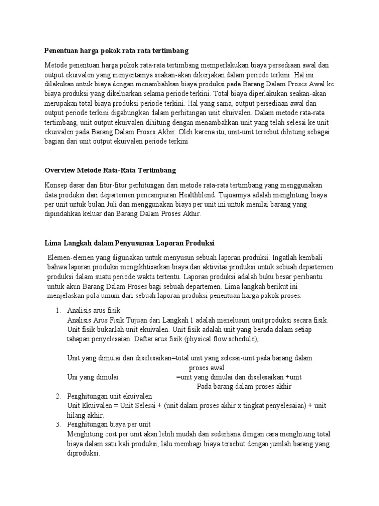 Metode Rata-Rata Tertimbang dalam Produksi | PDF | Teknologi & Rekayasa