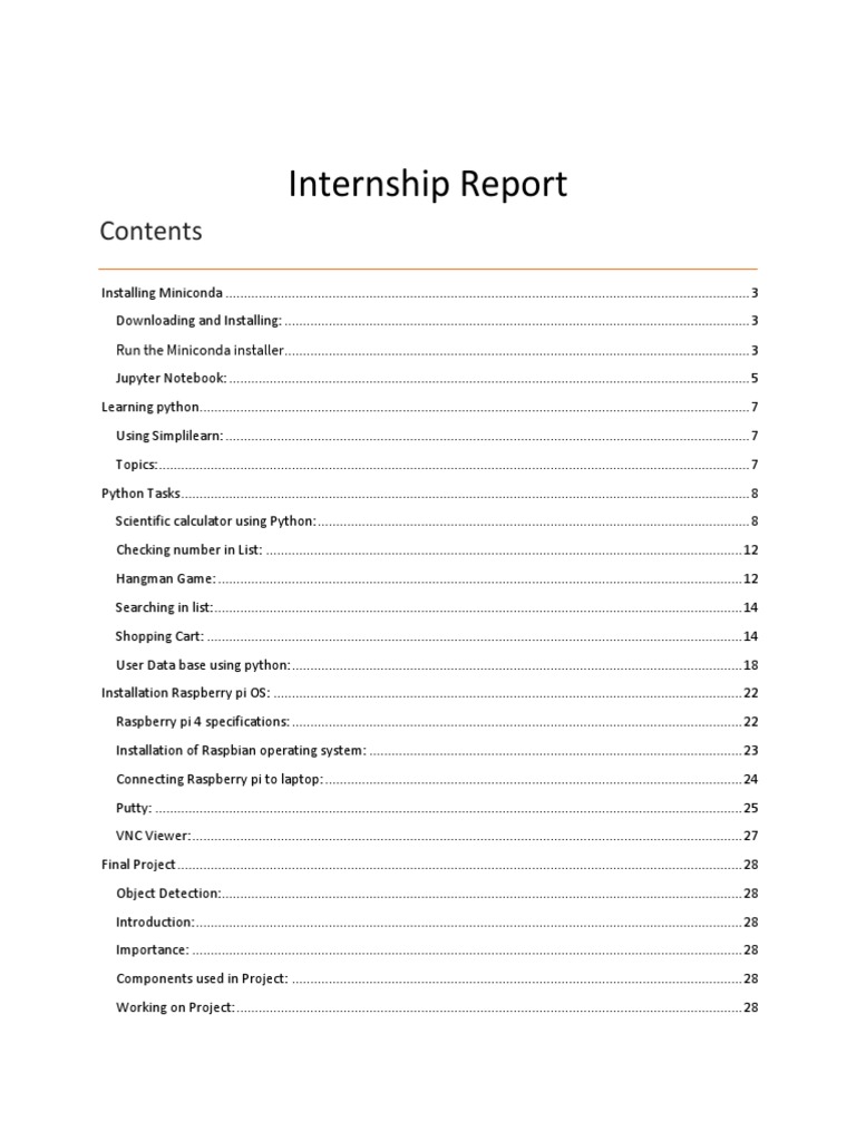 Internship Report Pdf Raspberry Pi Python Programming Language