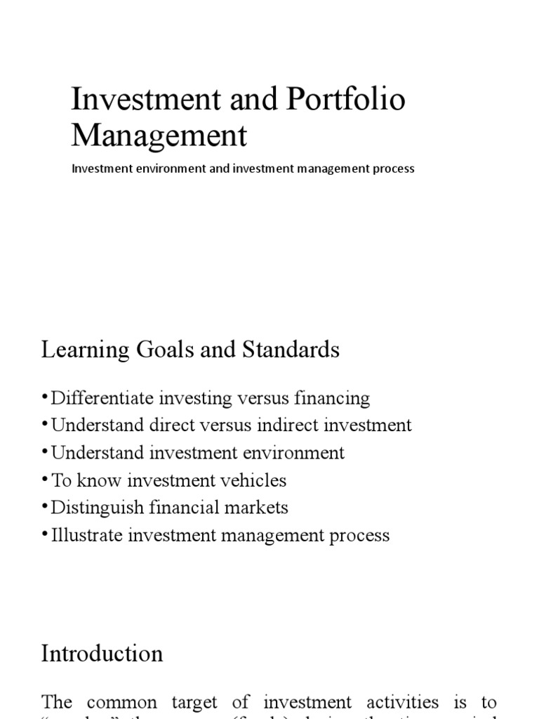 Investment Environment and Investment Management Process | PDF ...