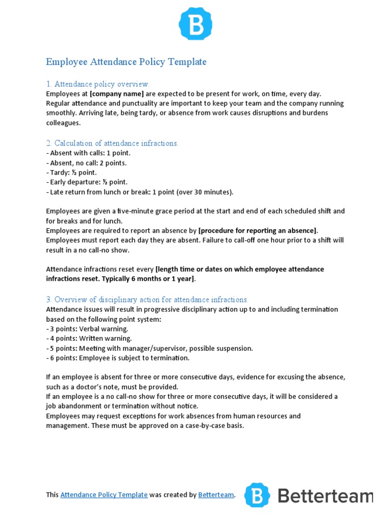 Attendance Policy Template Download 20201127 | PDF | Government | Justice