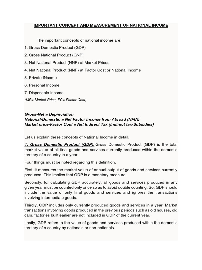 1 Concept and Measurement of NI | PDF | Measures Of National Income And ...