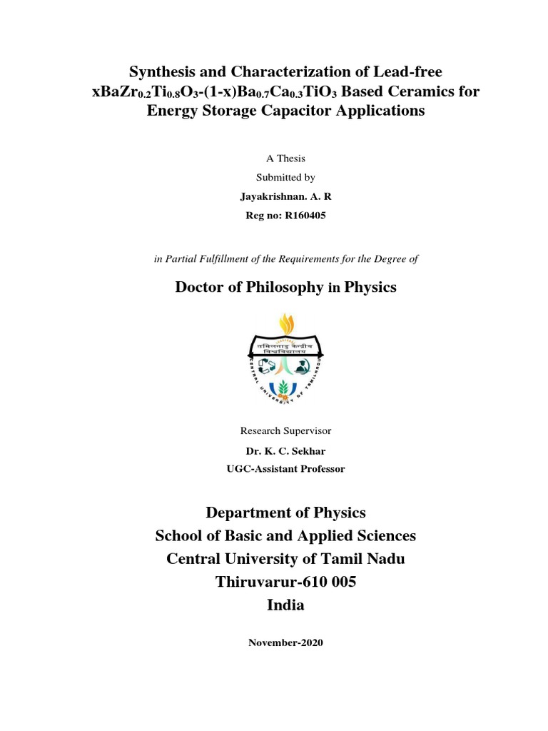 Thesis Front Page and Certification | PDF