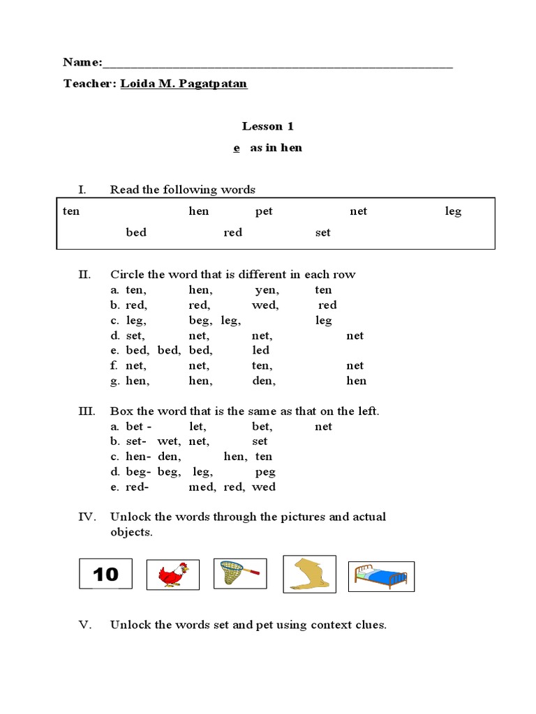 Fuller Activity For Non-Reader Lesson 1 | PDF