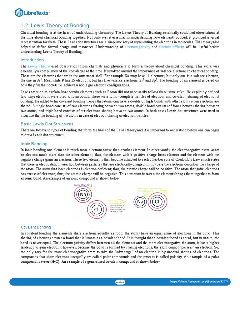 Lewis Theory of Chemical Bonding | PDF | Chemical Bond | Covalent Bond