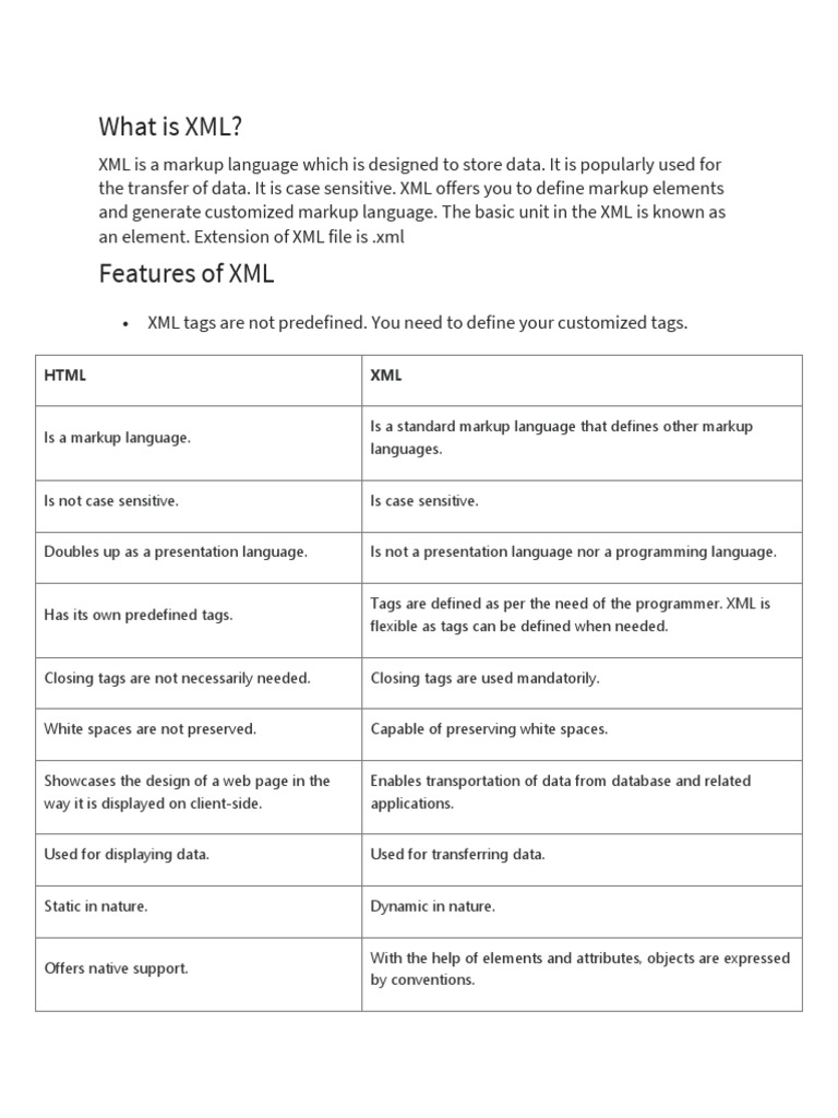 What Is XML | PDF | Xml | Html