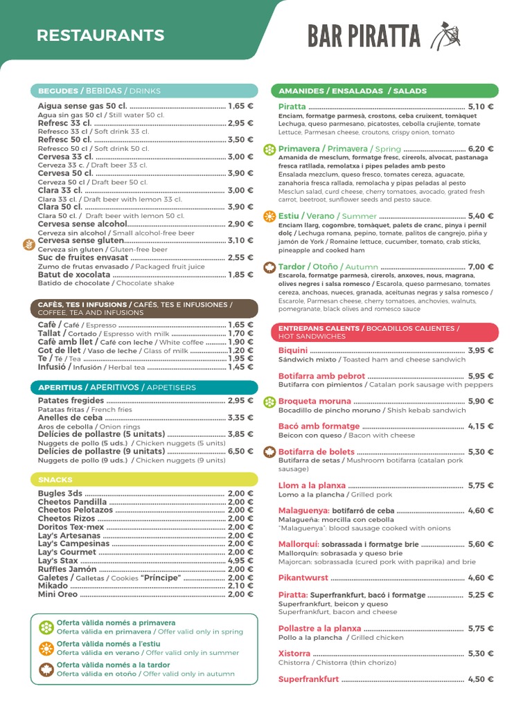 Carta Bar Piratta | PDF