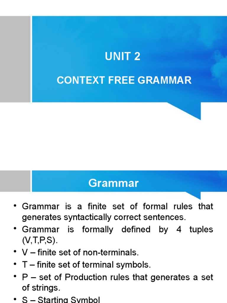 Unit 2 Cfg Pdf Formalism Deductive Syntax