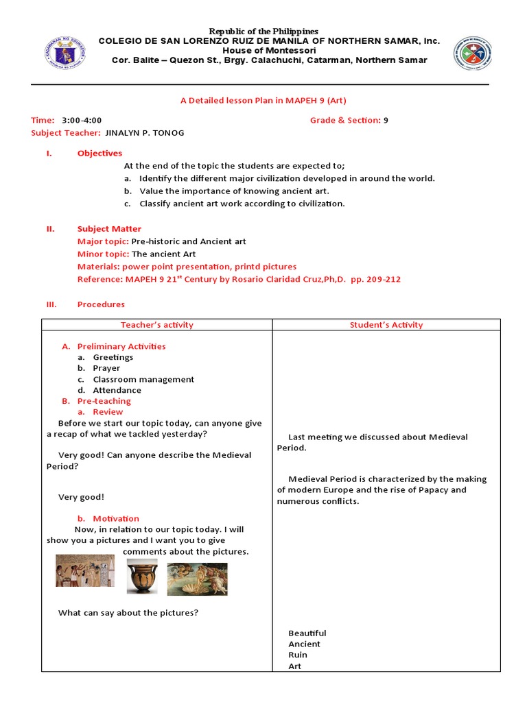 Ancient Art and Civilizations Lesson Plan | PDF | Mesopotamia | Ancient ...