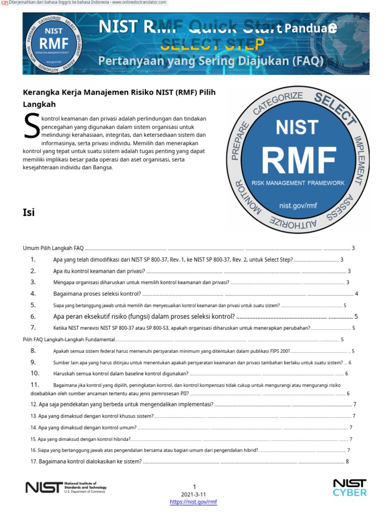 3#NIST RMF Select Step-FAQs - En.id | PDF | Komputer