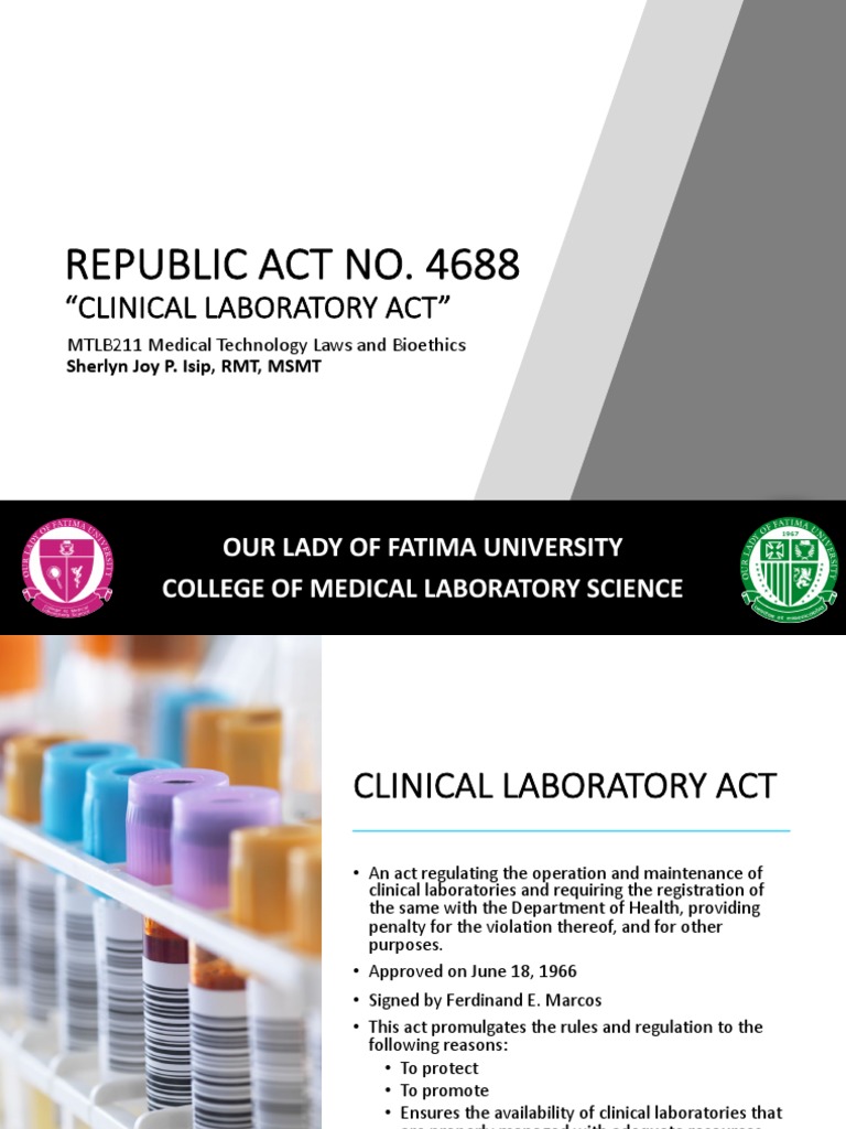 RA 4688: Clinical Laboratory Act Overview | PDF | Pathology | Medical ...