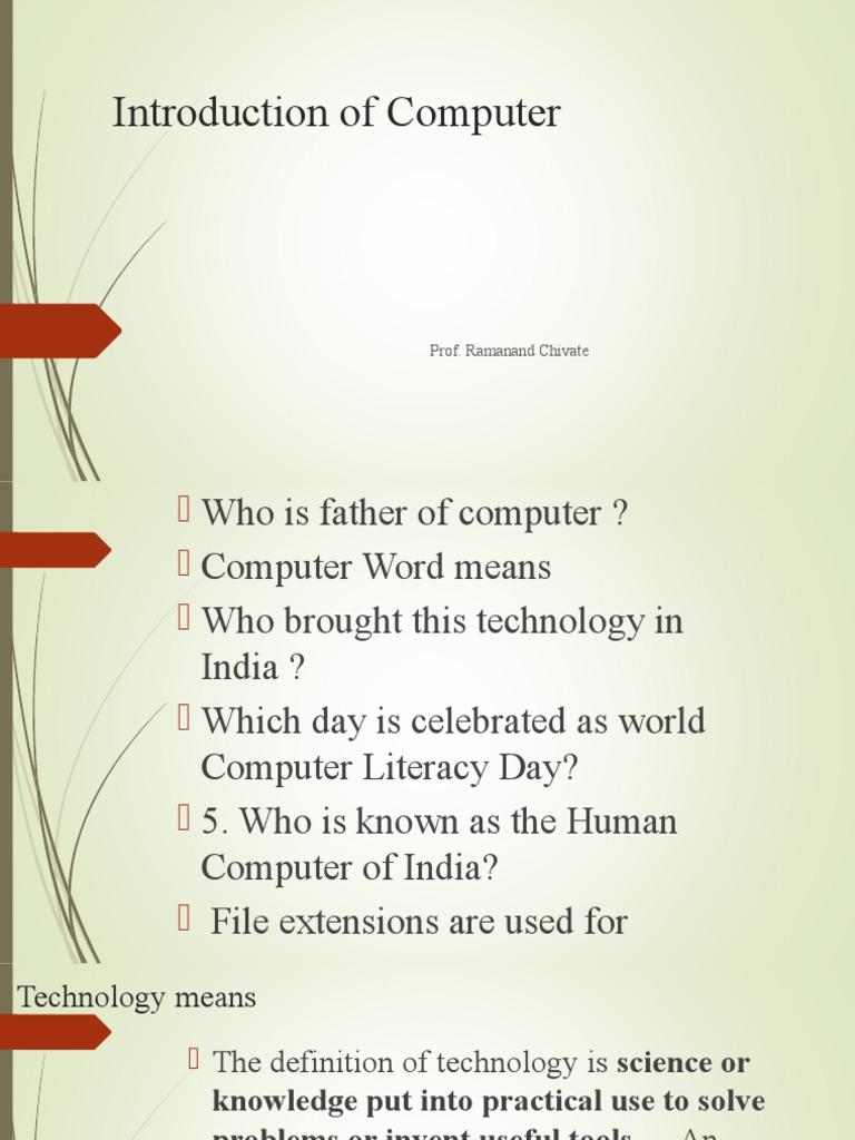 Introduction of Computer | PDF | Computer Data Storage | Input/Output