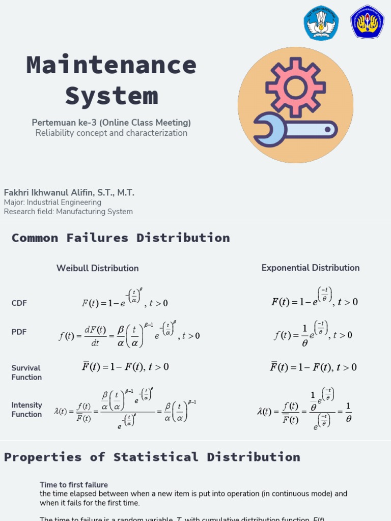Sistem Pemeliharaan - Reliability Concept and Characterization | PDF | Probability Density ...