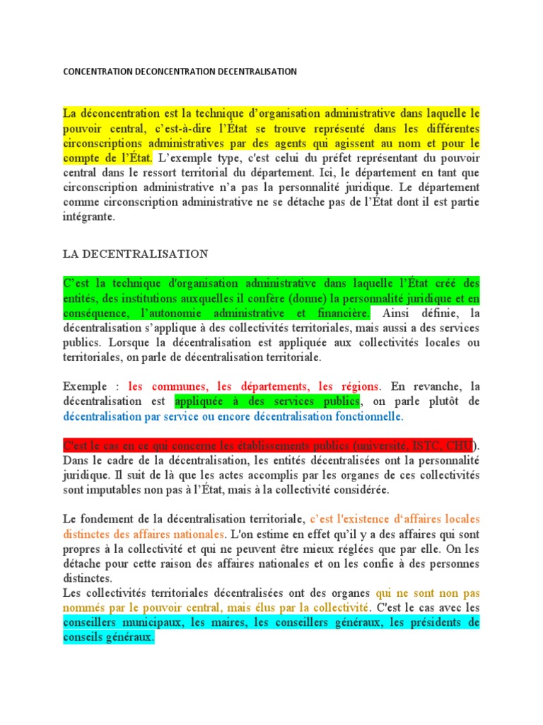 Concentration Deconcentration Decentralisation | PDF | Décentralisation ...