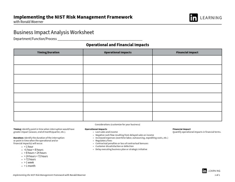 Business Impact Analysis Worksheet | PDF