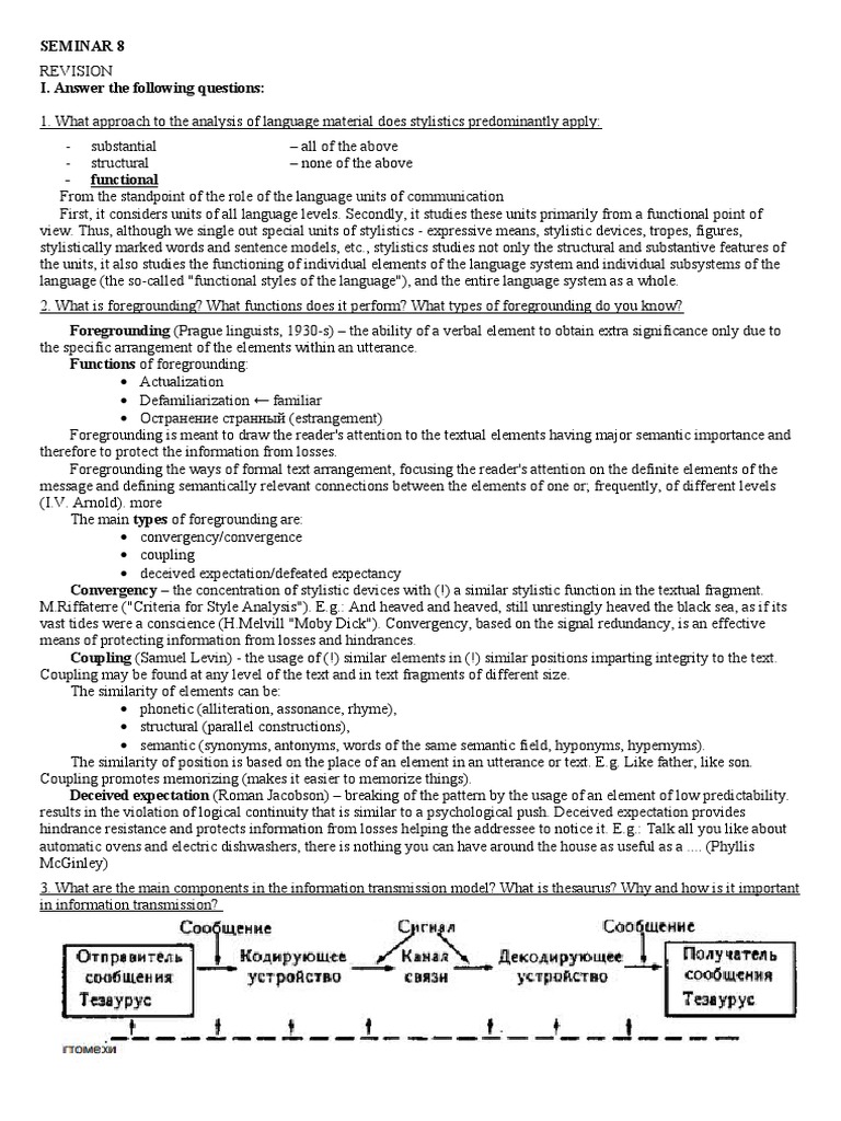 Seminar 8 Revision: Information Transmission Model | PDF | Code | Perception