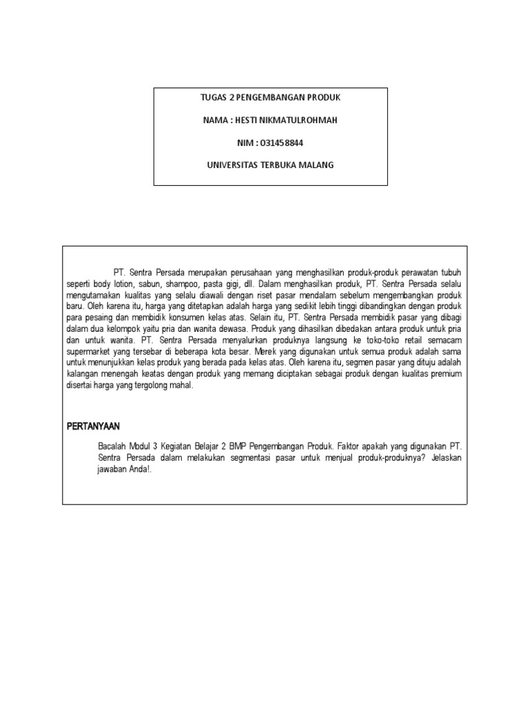 Tugas 2 Pengembangan Produk | PDF