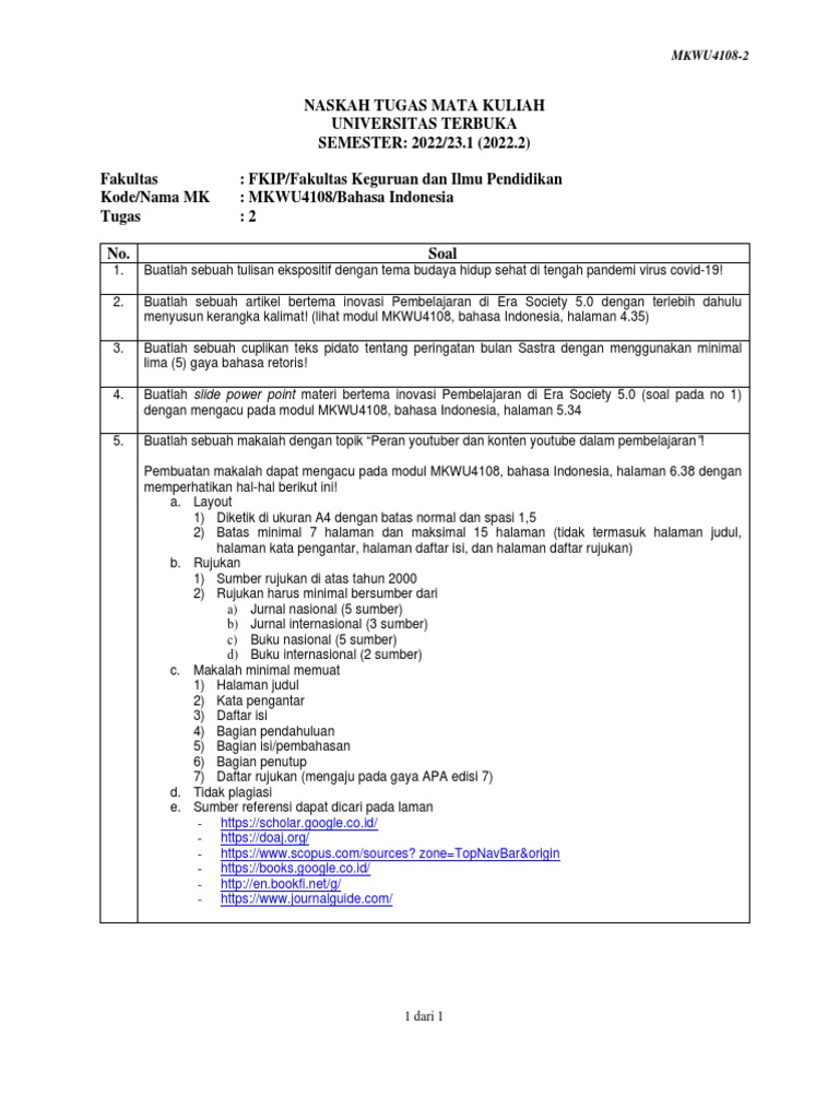 Soal Mkwu4108 Tmk2 2 | PDF