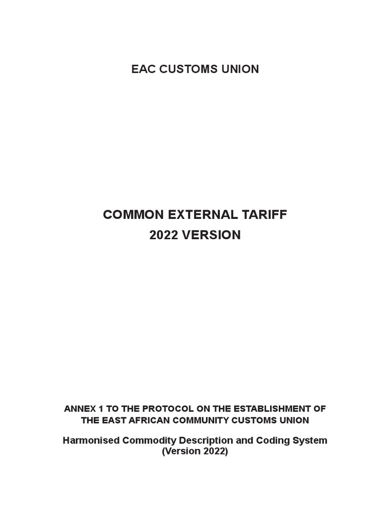 EAC Common External Tariff 2022 | PDF | Tuna | Textiles
