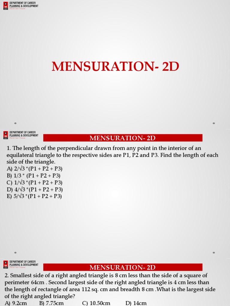 20TDY-661 - Mensuration - 2D | PDF | Triangle | Area