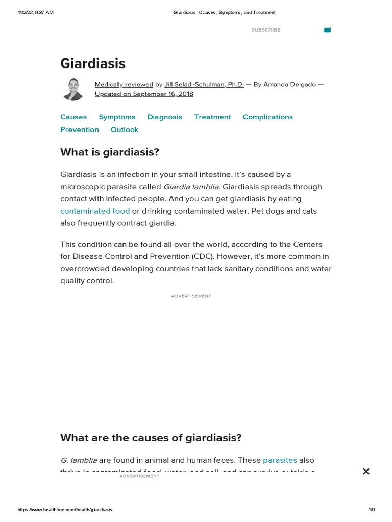 Giardiasis - Causes, Symptoms, and Treatment | PDF | Gastroenterology ...