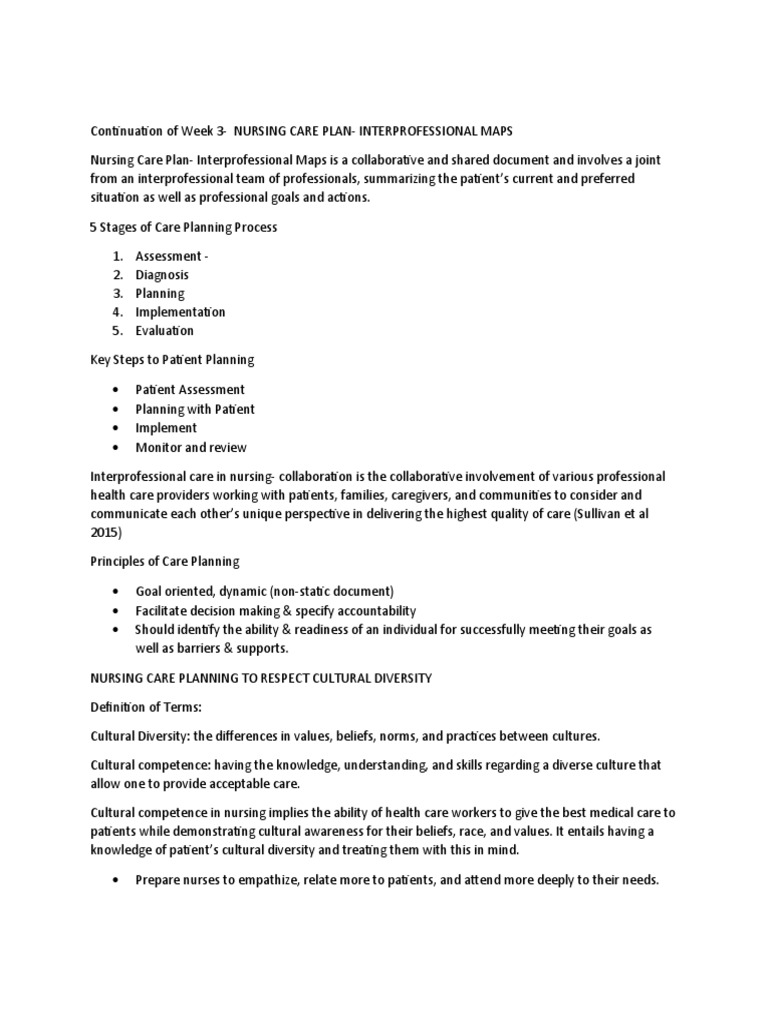 NURSING CARE PLAN - INTERPROFESSIONAL CARE MAPS Final | Download Free ...